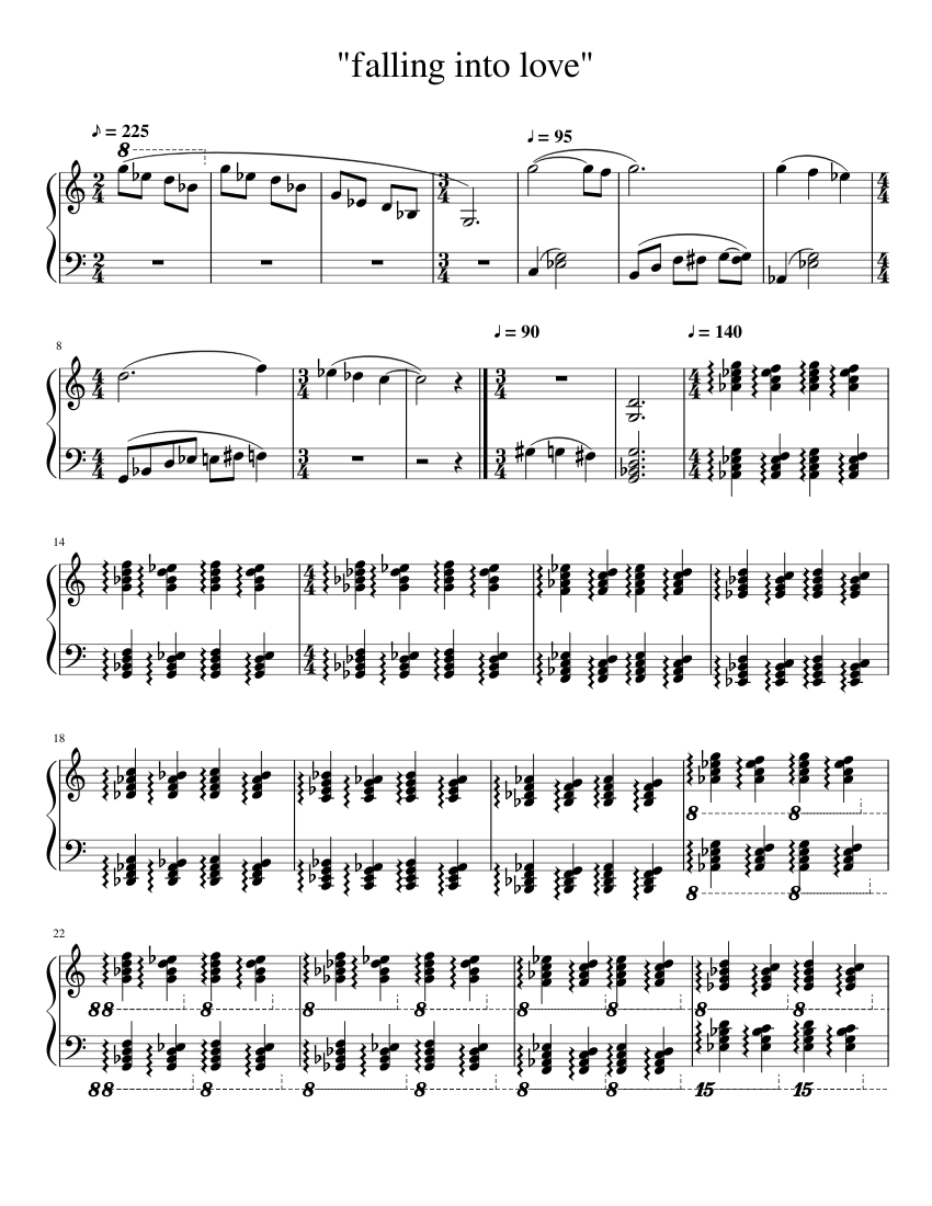 "falling into love" Sheet music for Piano (Solo) | Musescore.com