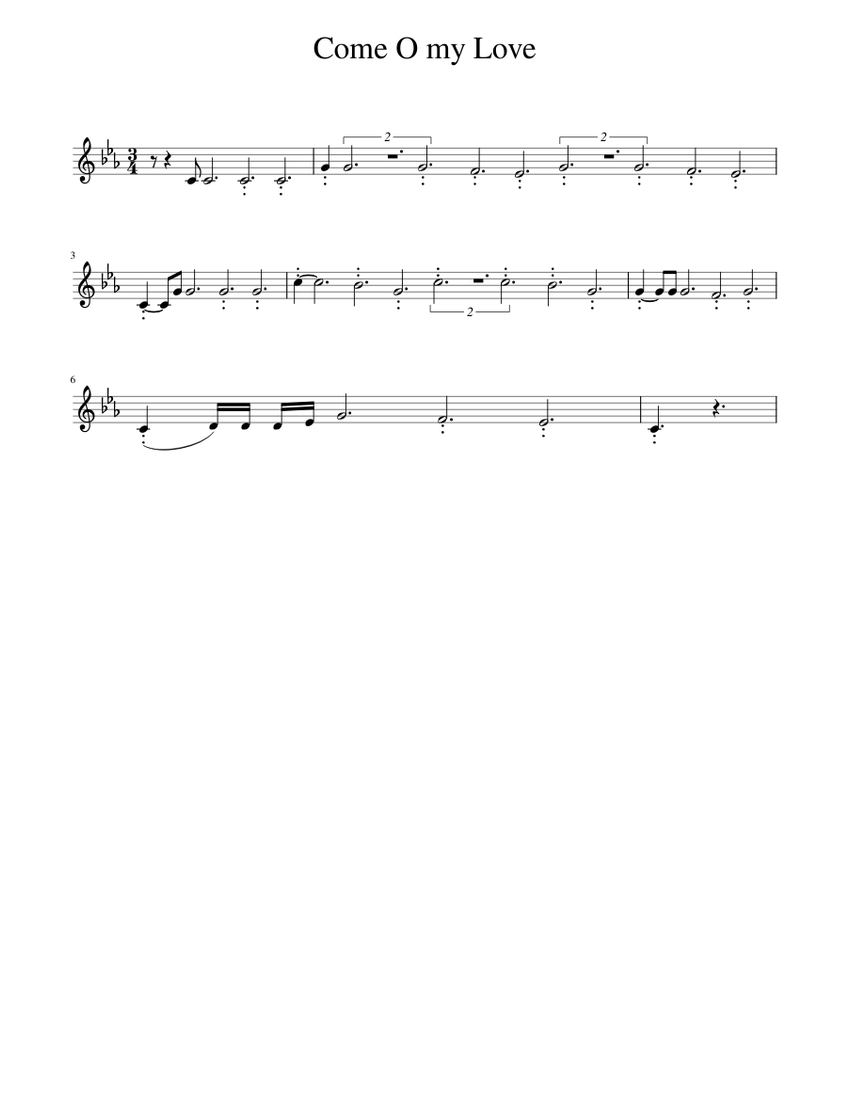 Come O my Love Sheet music for Piano (Solo) | Musescore.com