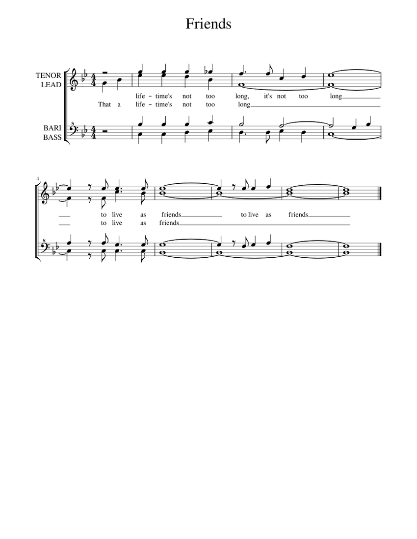 Friends Sheet music for Tenor, Bass voice (Choral) | Musescore.com