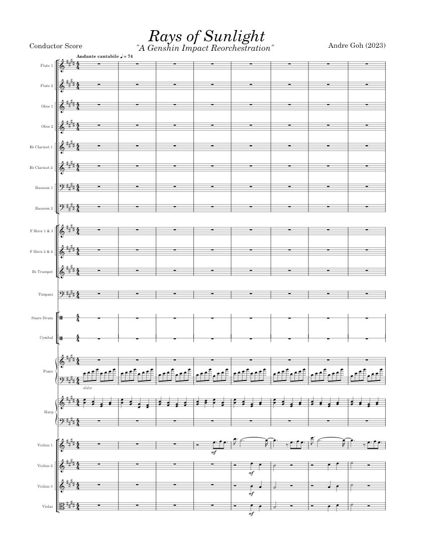 Rays of Sunlight – Yu-Peng Chen Sheet music for Piano, Flute, Oboe, Clarinet in b-flat & more ...