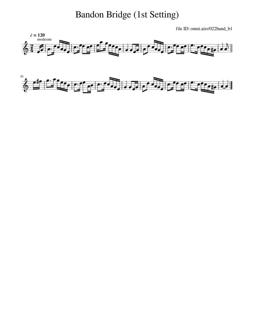 Bandon Bridge (1st Setting) Sheet music for Piano (Solo) | Musescore.com