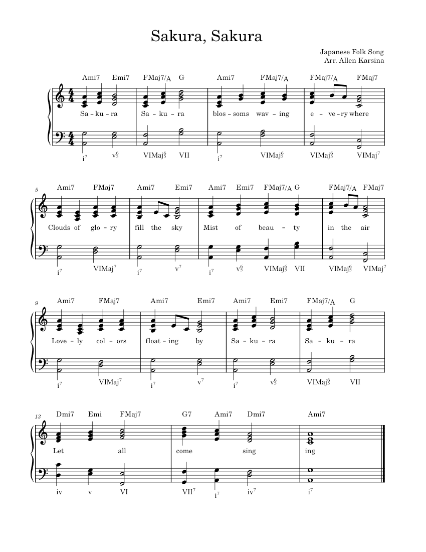 Sakura sakura – Misc Traditional Sheet Music with Chords for Piano ...