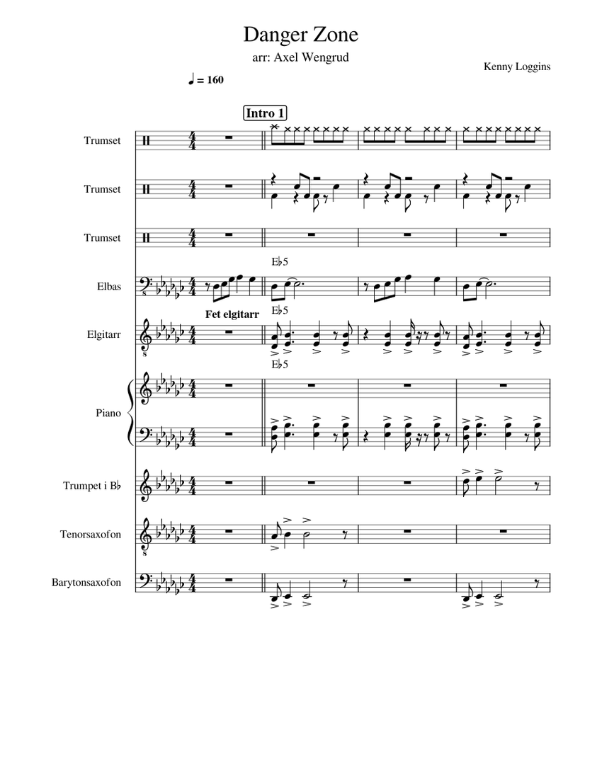Danger zone – Kenny Loggins Sheet music for Piano, Saxophone tenor ...