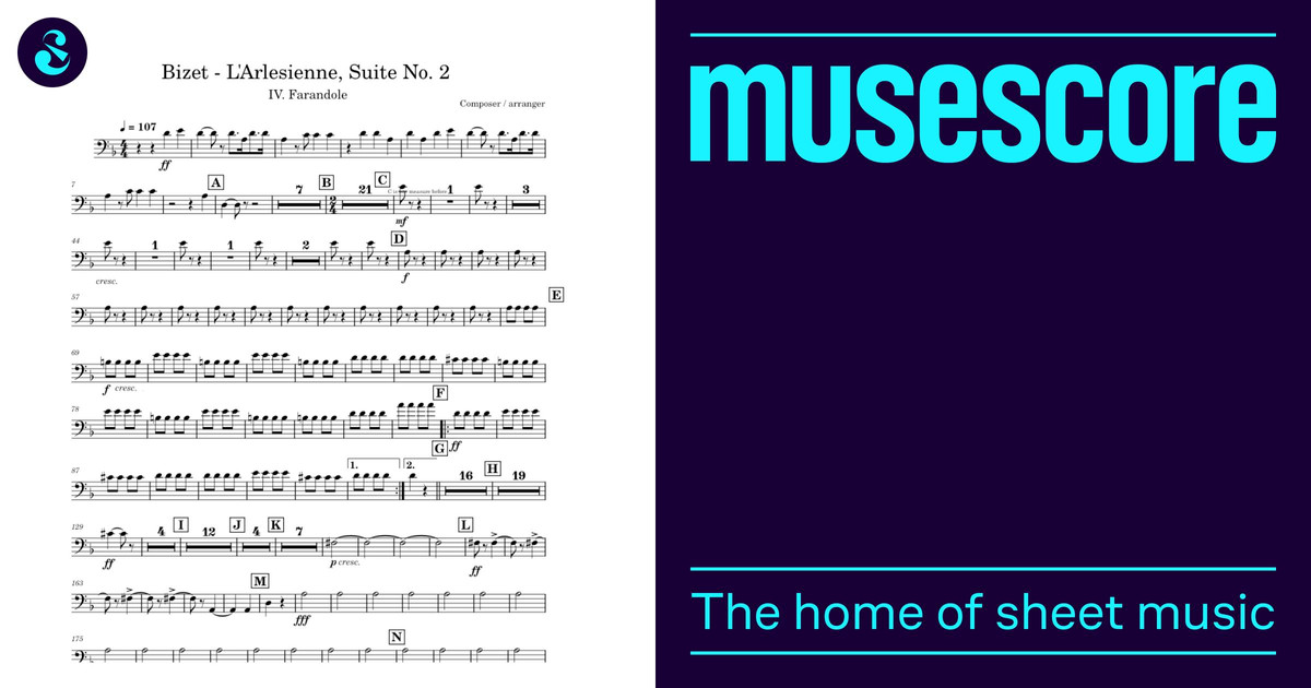 Bizet - L'Arlesienne, Suite No. 2 IV Trombone Transposed ...