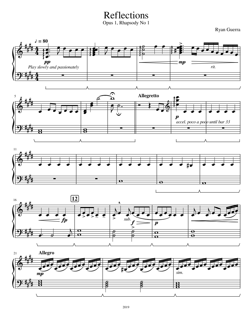 Reflections Sheet music for Piano (Solo) | Musescore.com