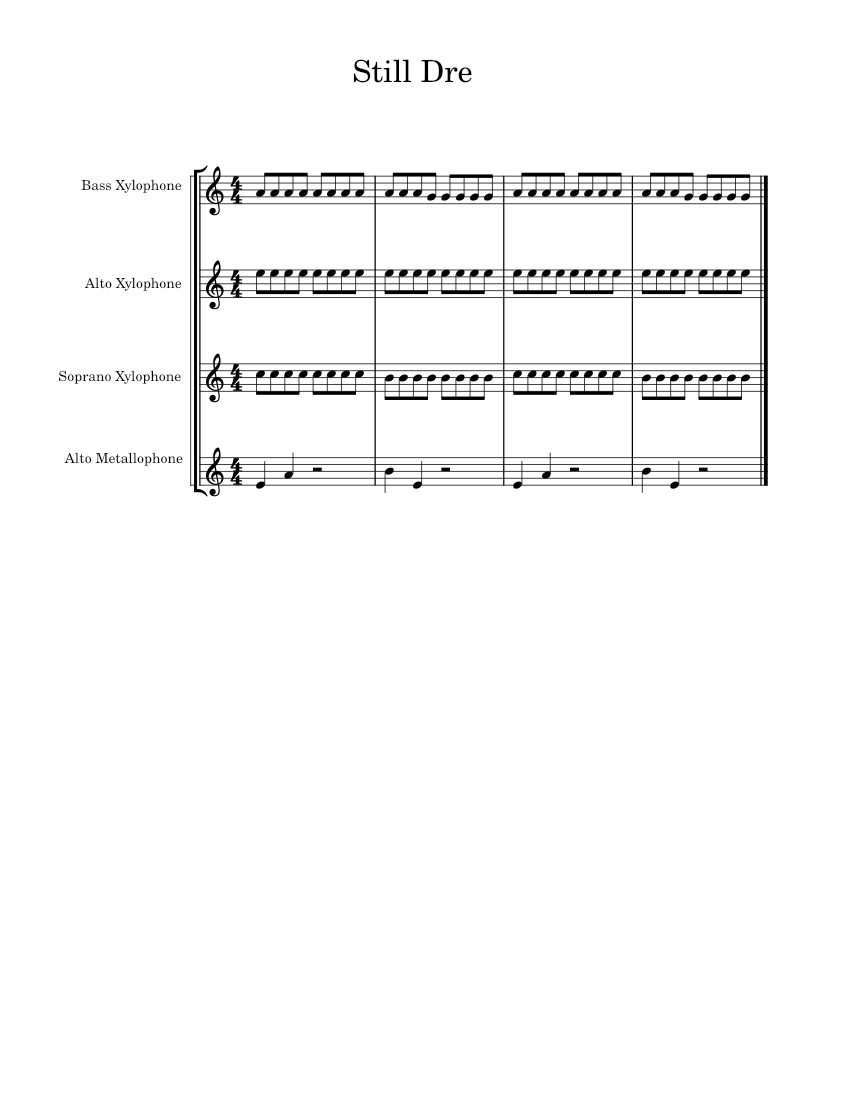 Still D.R.E. – Dr. Dre Still Dre Sheet Music for Xylophone (Percussion ...