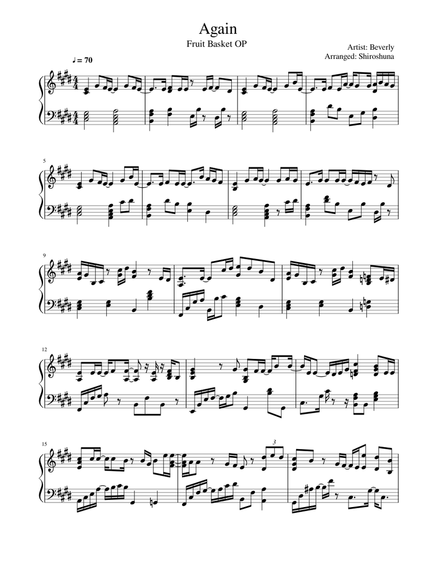 Again Sheet music for Piano (Solo) | Musescore.com