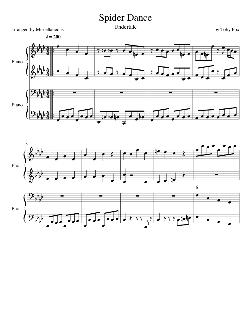 Spider Dance Sheet Music for Piano (Alto Sax Piano Duet) | MuseScore.com