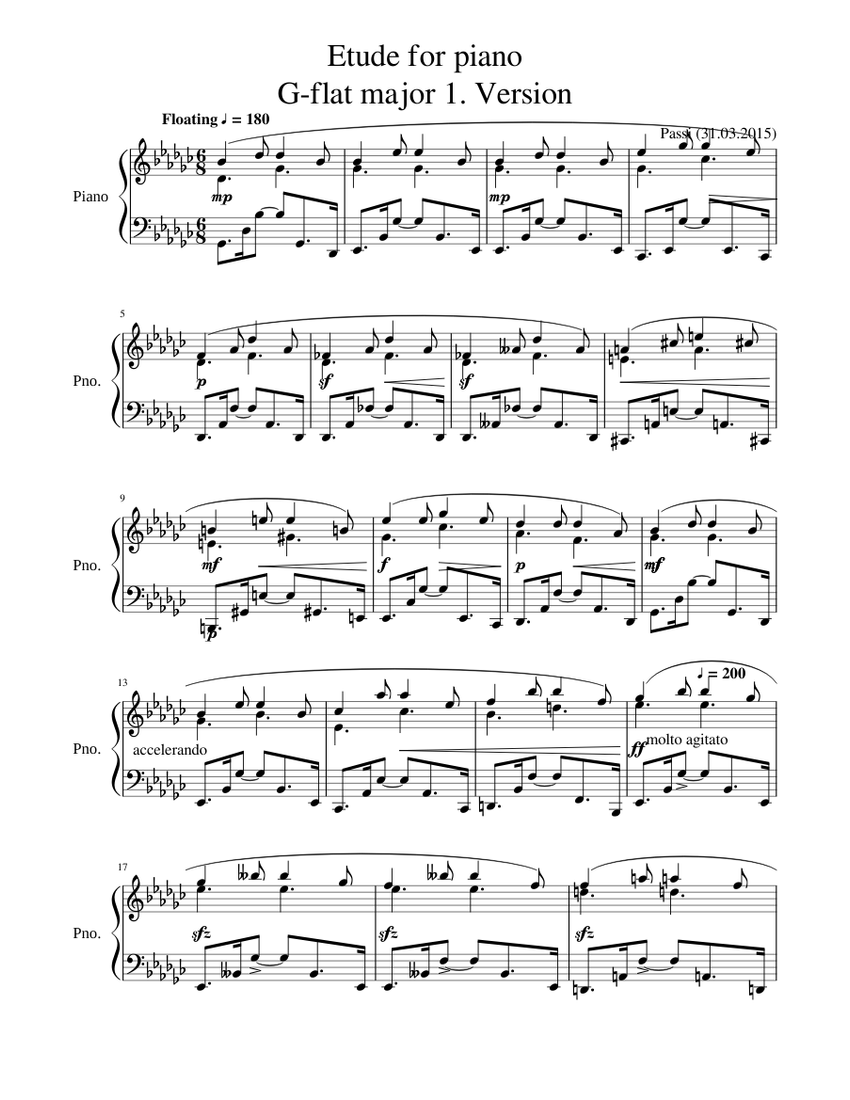 Etude for piano Sheet music for Piano (Solo) Easy | Musescore.com