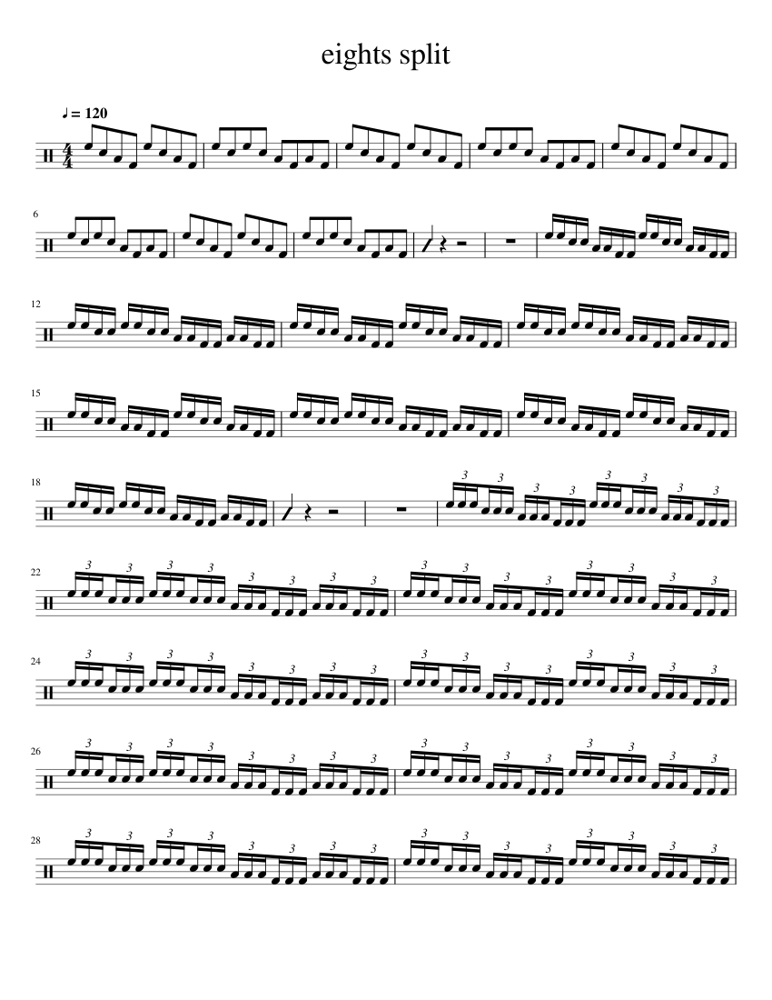 eights split Sheet music for Bass drum (Solo) | Musescore.com