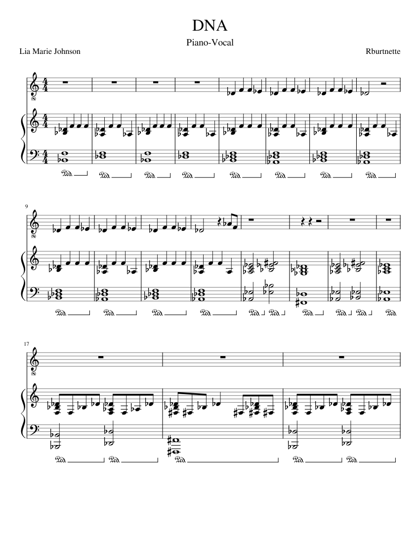 DNA Sheet Music for Piano, Vocals (Piano-Voice) | MuseScore.com