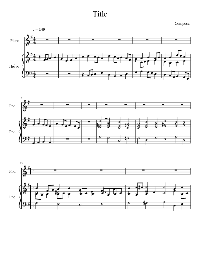 Piano counterpoint species Sheet music for Piano (Piano Duo ...