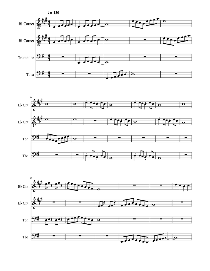 Brass Quartet Sheet music for Trombone, Cornet, Tuba (Mixed Quartet ...