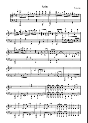 Play Official version of Judas Sheet Music by Lady Gaga for Piano ...