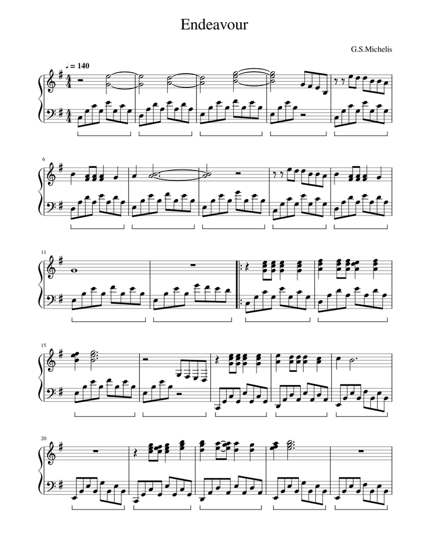 Endeavour Sheet Music for Piano (Solo) Easy | MuseScore.com