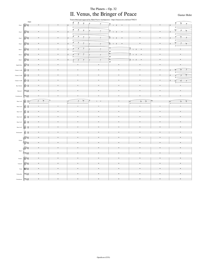 Holst – The Planets – II. Venus, the Bringer of Peace Sheet Music with ...