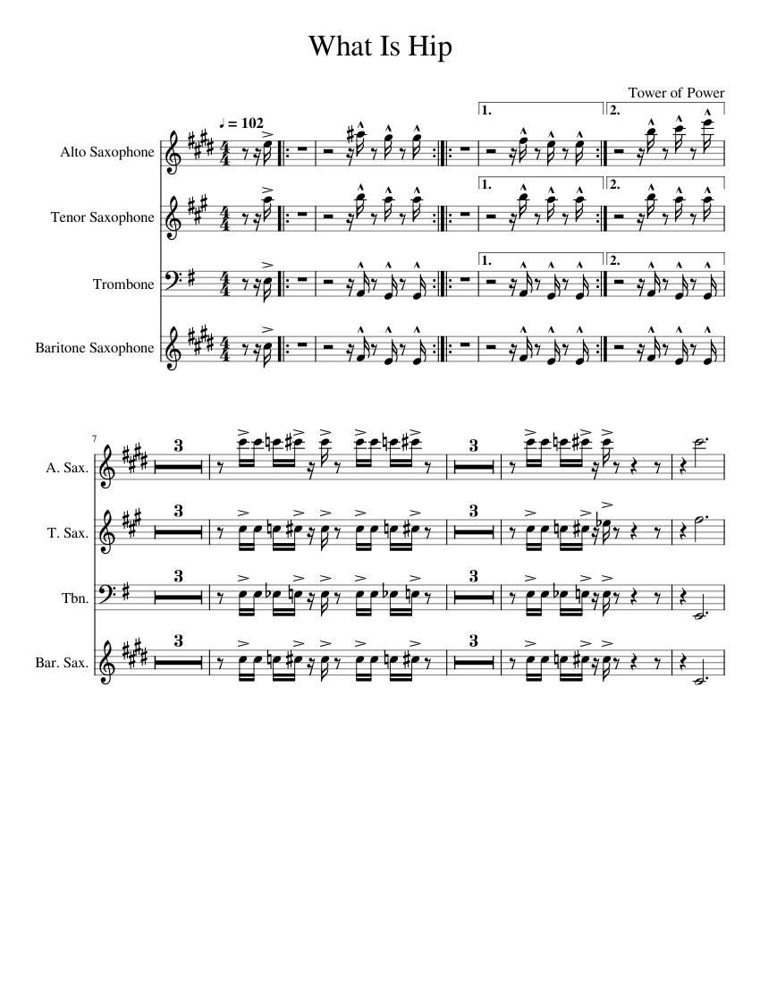 What Is Hip Sheet Music for Trombone, Saxophone alto, Saxophone tenor ...