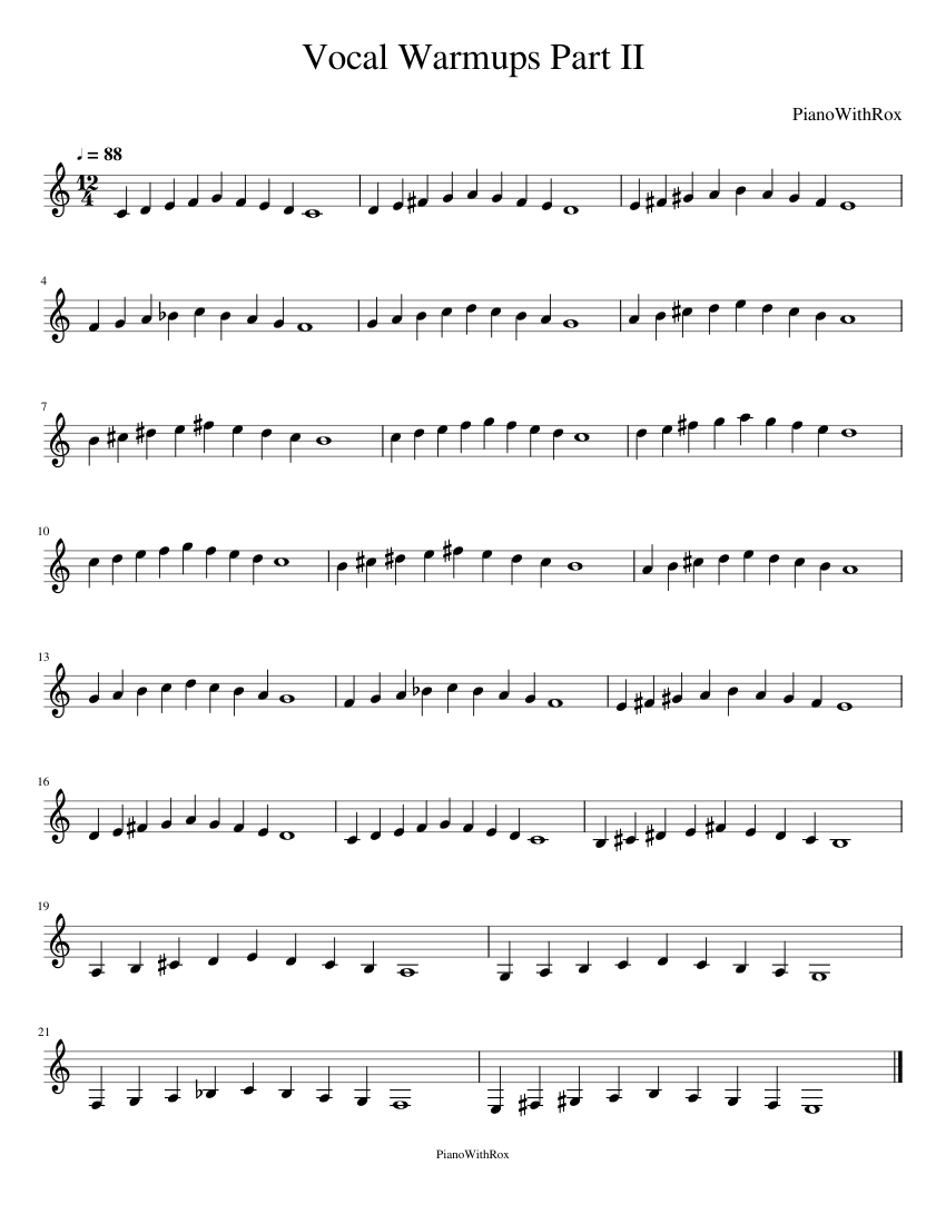 Vocal Warmups Part II Sheet music for Piano (Solo) Easy | Musescore.com