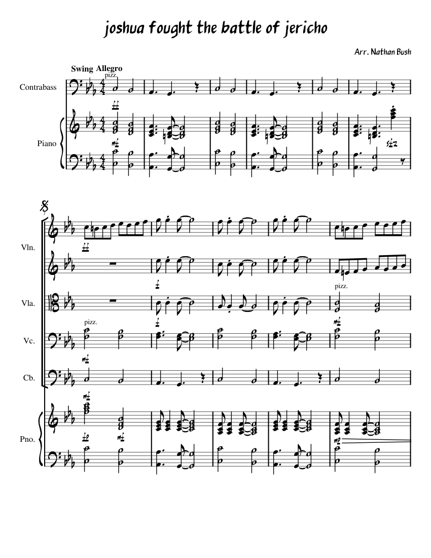 Joshua fought the battle of Jericho Sheet Music for Piano, Trumpet in b ...
