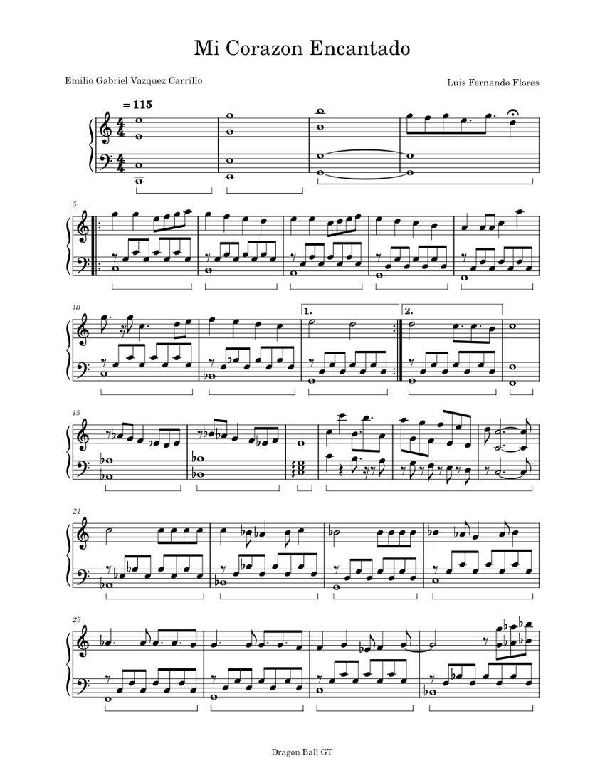 Mi Corazon Encantado Sheet music for Piano (Solo) | Musescore.com