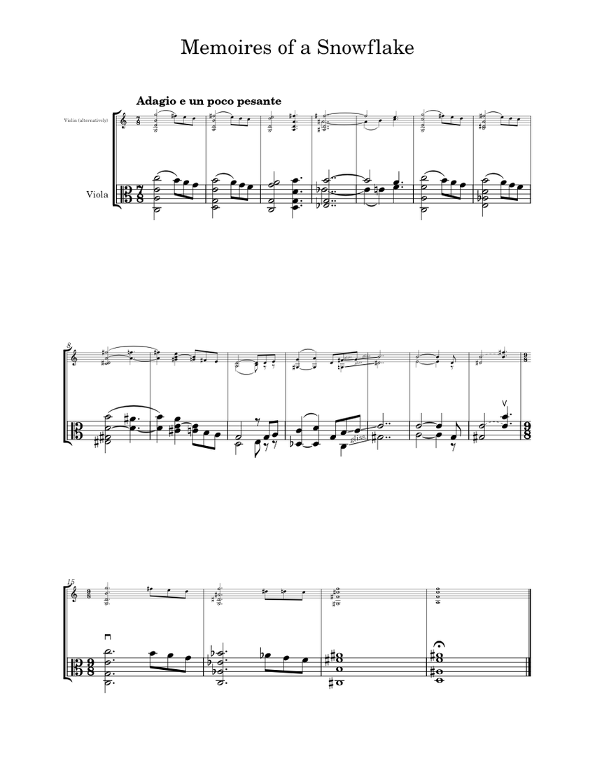 Memoires of a Snowflake Sheet music for Violin, Viola (Solo ...