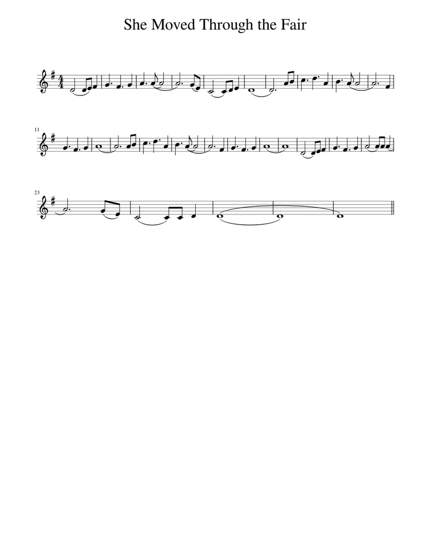 She Moved Through the Fair Sheet Music for Piano (Solo) Easy ...