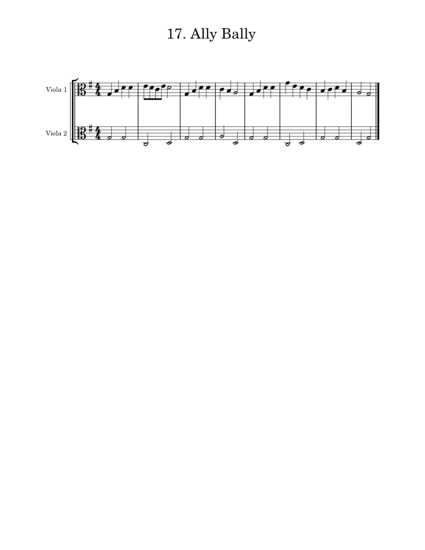 Ally Bally – Misc tunes Sheet music for Viola (String Duet) | Musescore.com