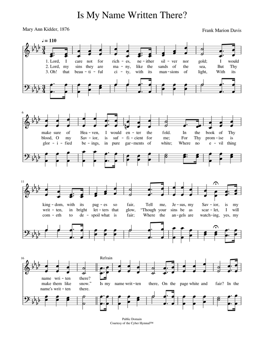 Is my name written there? - Frank M. Davis Sheet Music for Piano (Piano ...