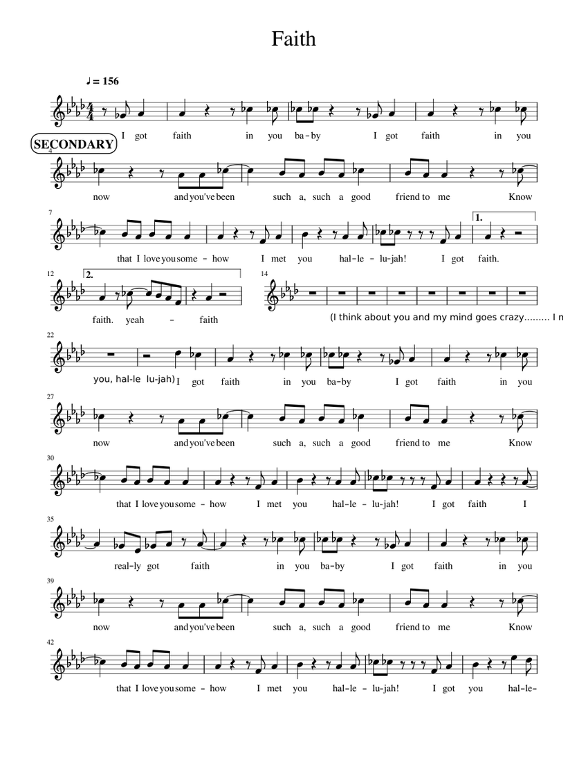 Faith Sheet Music for Piano (A Capella) easy | MuseScore.com
