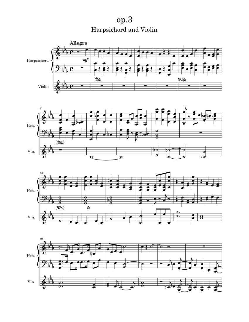 op.3 piano Sheet music for Harpsichord, Violin (Solo) | Musescore.com