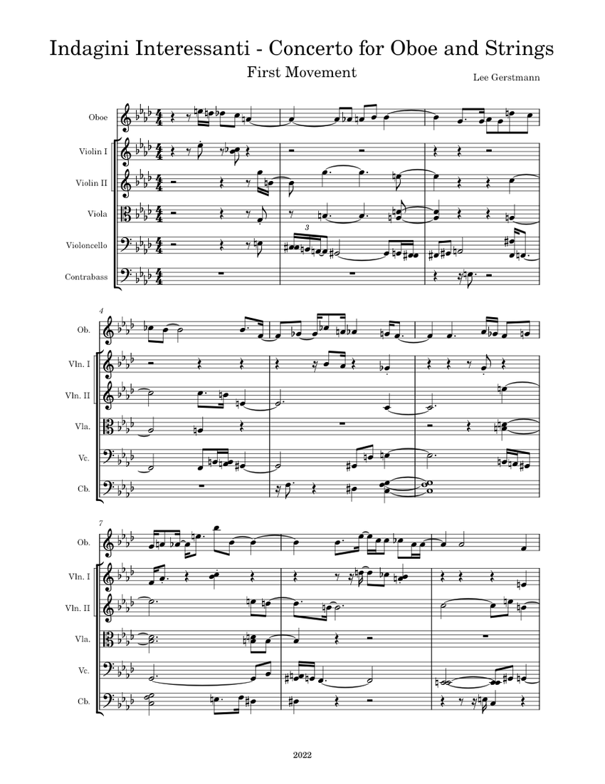 Indagini Interessanti - First Movement Sheet music for Oboe, Contrabass, Violin, Viola & more ...