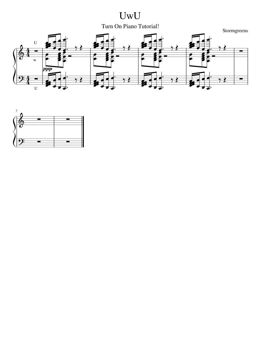 UwU(Piano Tutorial Art) Sheet music for Piano (Solo) Easy | Musescore.com