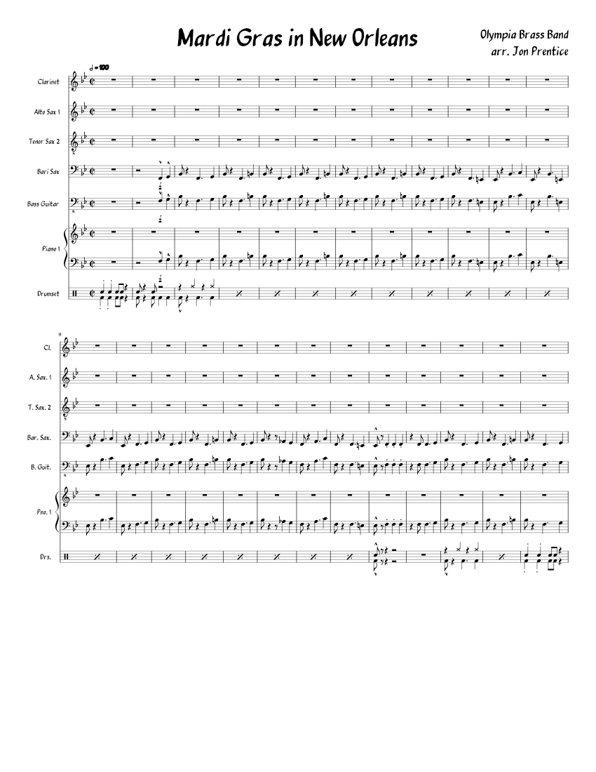 Mardi Gras In New Orleans Sheet Music with Chords for Piano, Saxophone ...