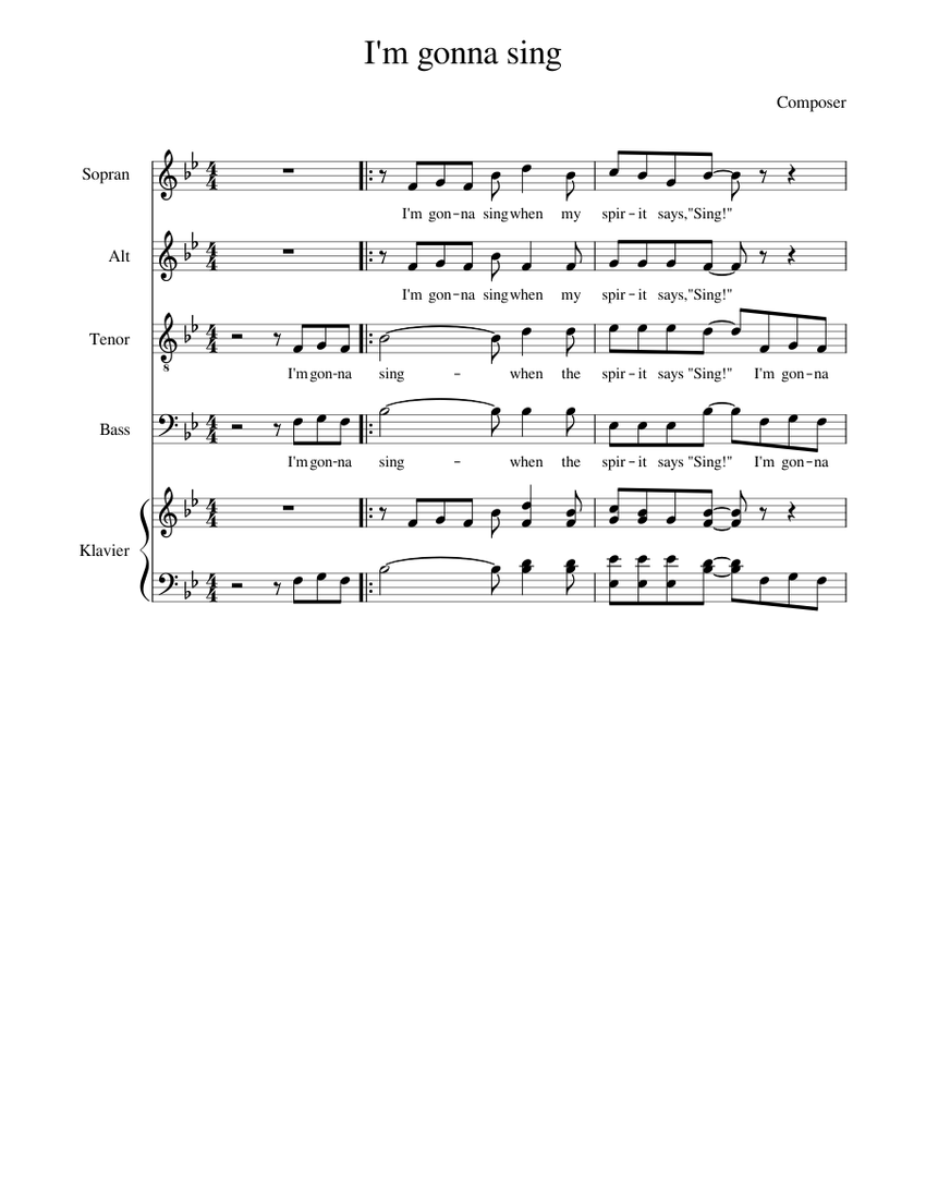 I'm gonna sing Noten Sheet Music for Piano, Soprano, Alto, Tenor & more ...