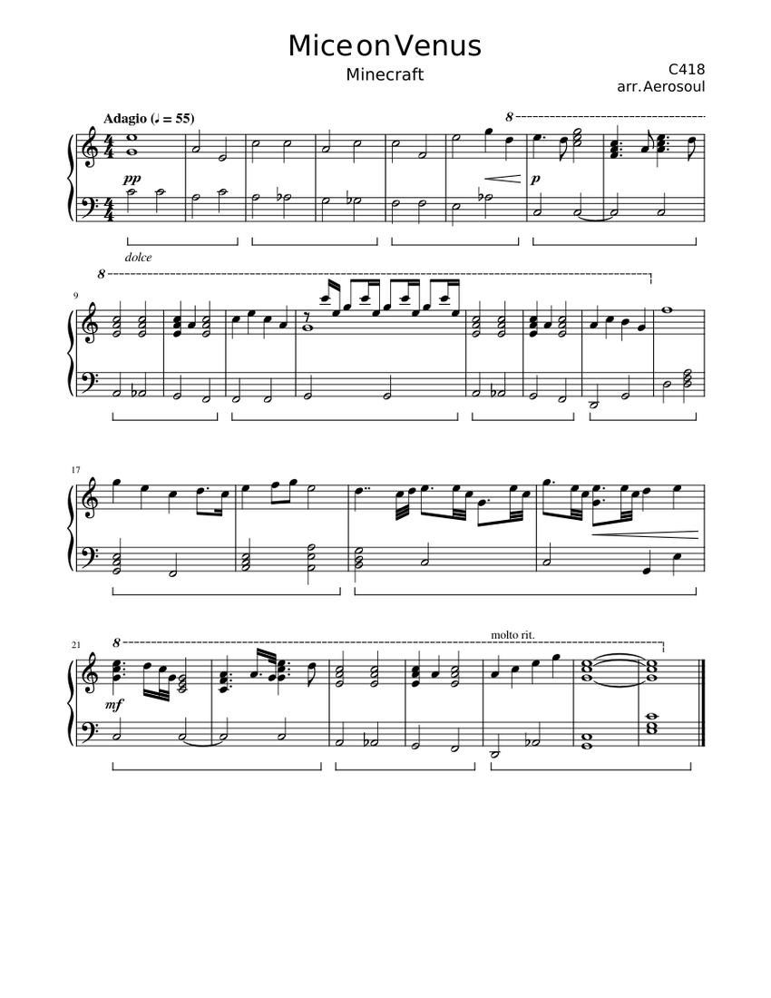 Mice on Venus Sheet Music for Piano (Solo) easy | MuseScore.com