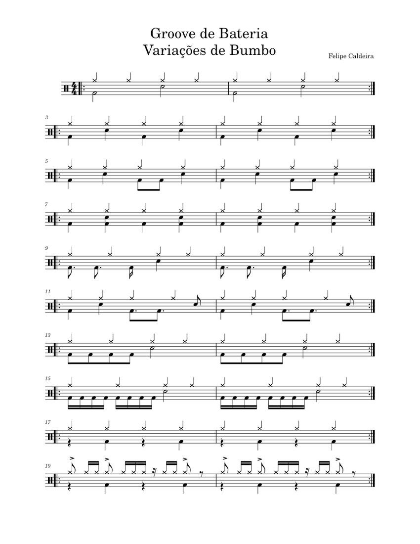 Groove Variações de Bumbo Sheet music for Drum group (Solo) | Musescore.com
