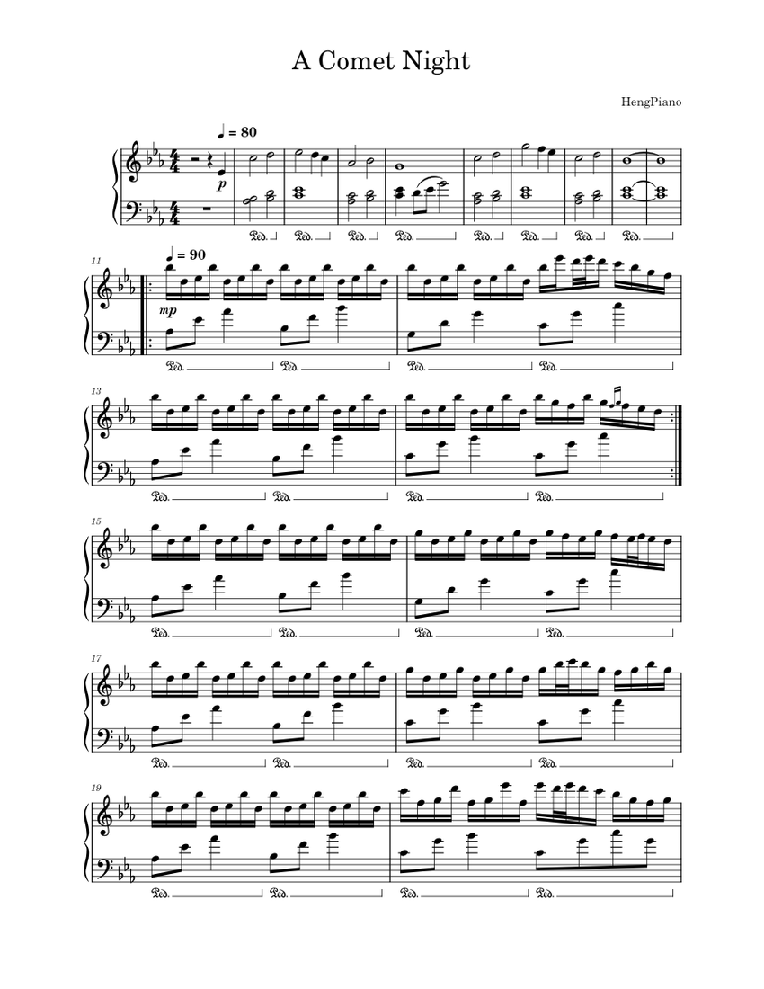 A Comet Night Sheet music for Piano (Solo) | Musescore.com