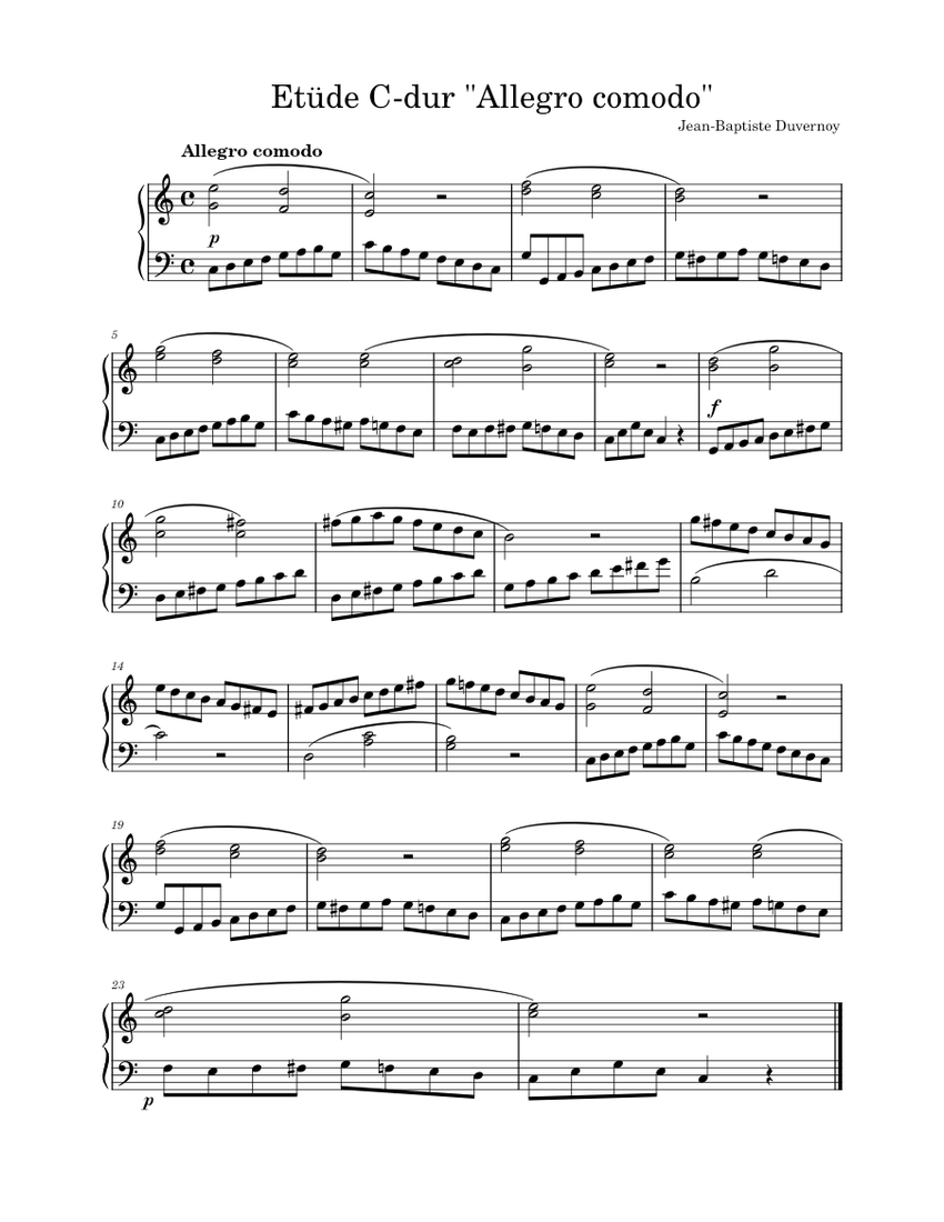 Jean-Baptiste Duvernoy - Etüde C-dur "Allegro comodo" Sheet music for ...