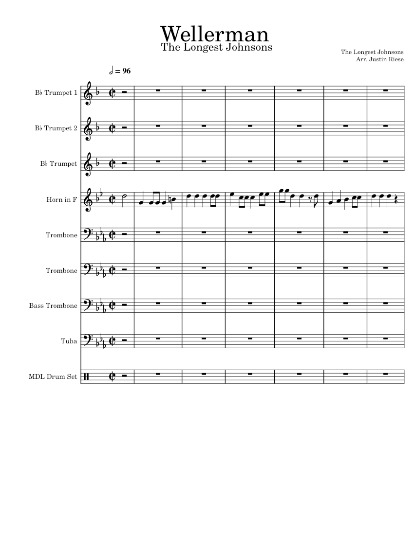 Wellerman for Brass Ensemble Sheet music for Trombone, Tuba, Trombone ...