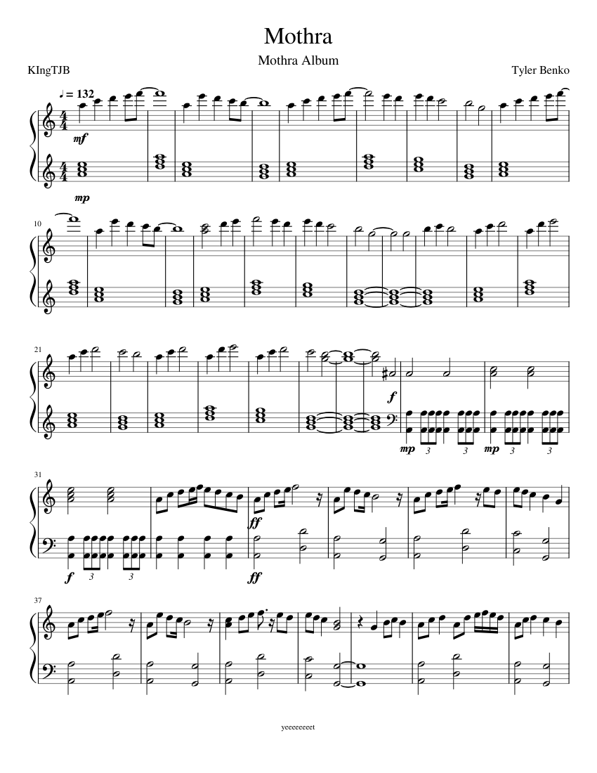 Mothra Sheet Music for Piano (Solo) | MuseScore.com