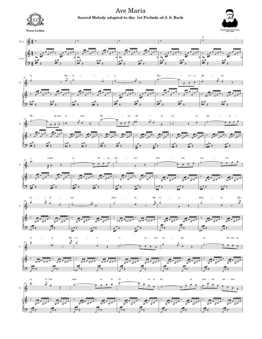 Ave Maria – Charles Gounod Sheet music for Piano, Flute (Piano-Voice ...
