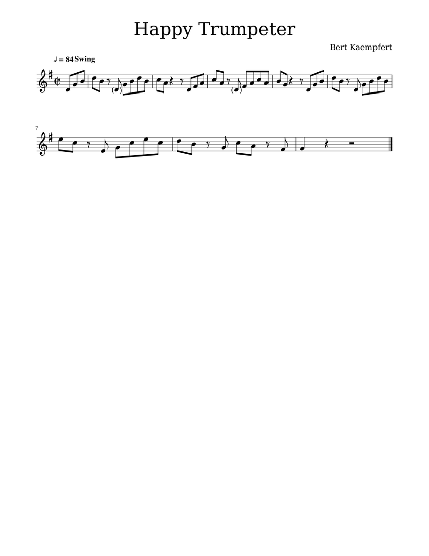 Happy Trumpeter Sheet Music for Trumpet in b-flat (Solo) | MuseScore.com