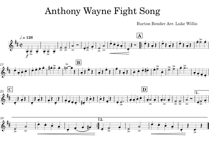 Anthony Wayne Fight Song (Bari Sax Part) Sheet music for Saxophone baritone (Solo) | Musescore.com