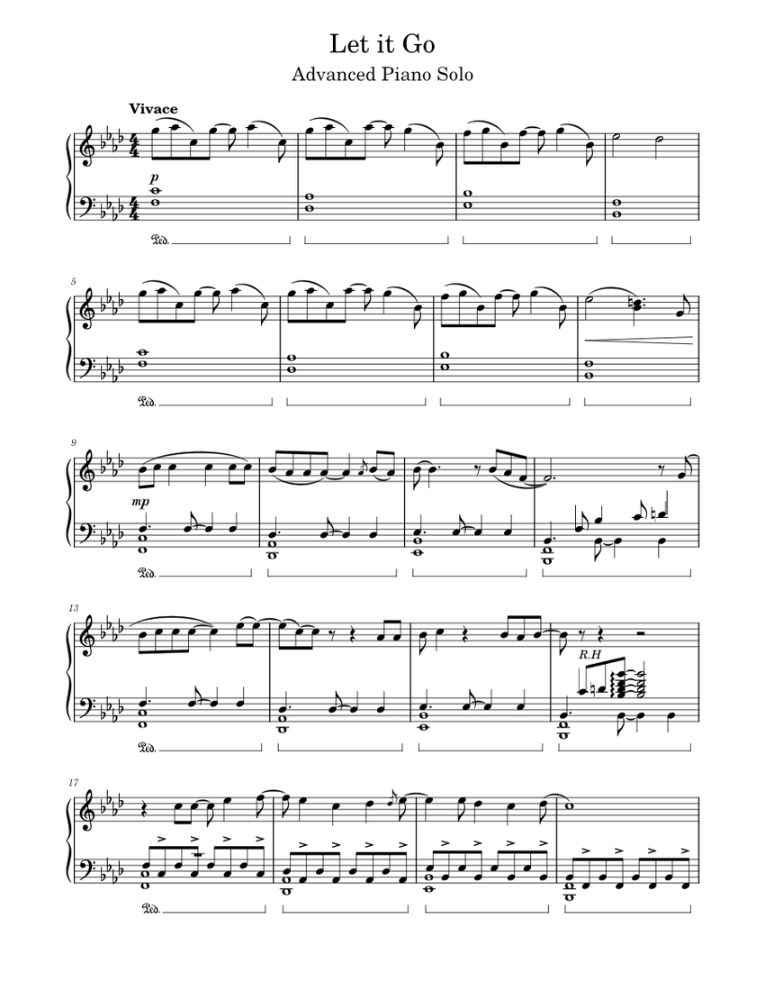 Let it Go - Frozen Advanced Piano Solo Sheet music for Piano (Solo) | Musescore.com