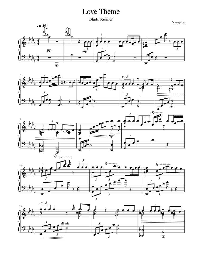 Blade Runner - Love Theme Sheet music for Piano (Solo) | Musescore.com