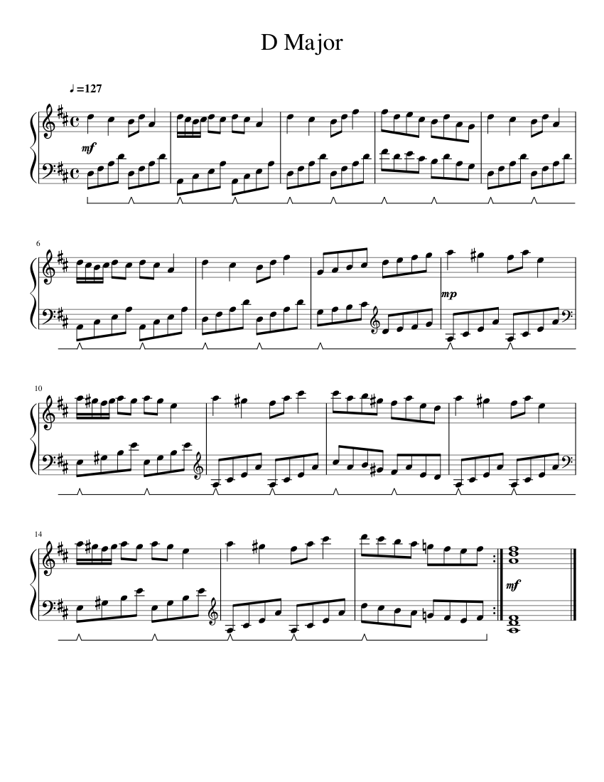 D Major Sheet music for Piano (Solo) Easy | Musescore.com