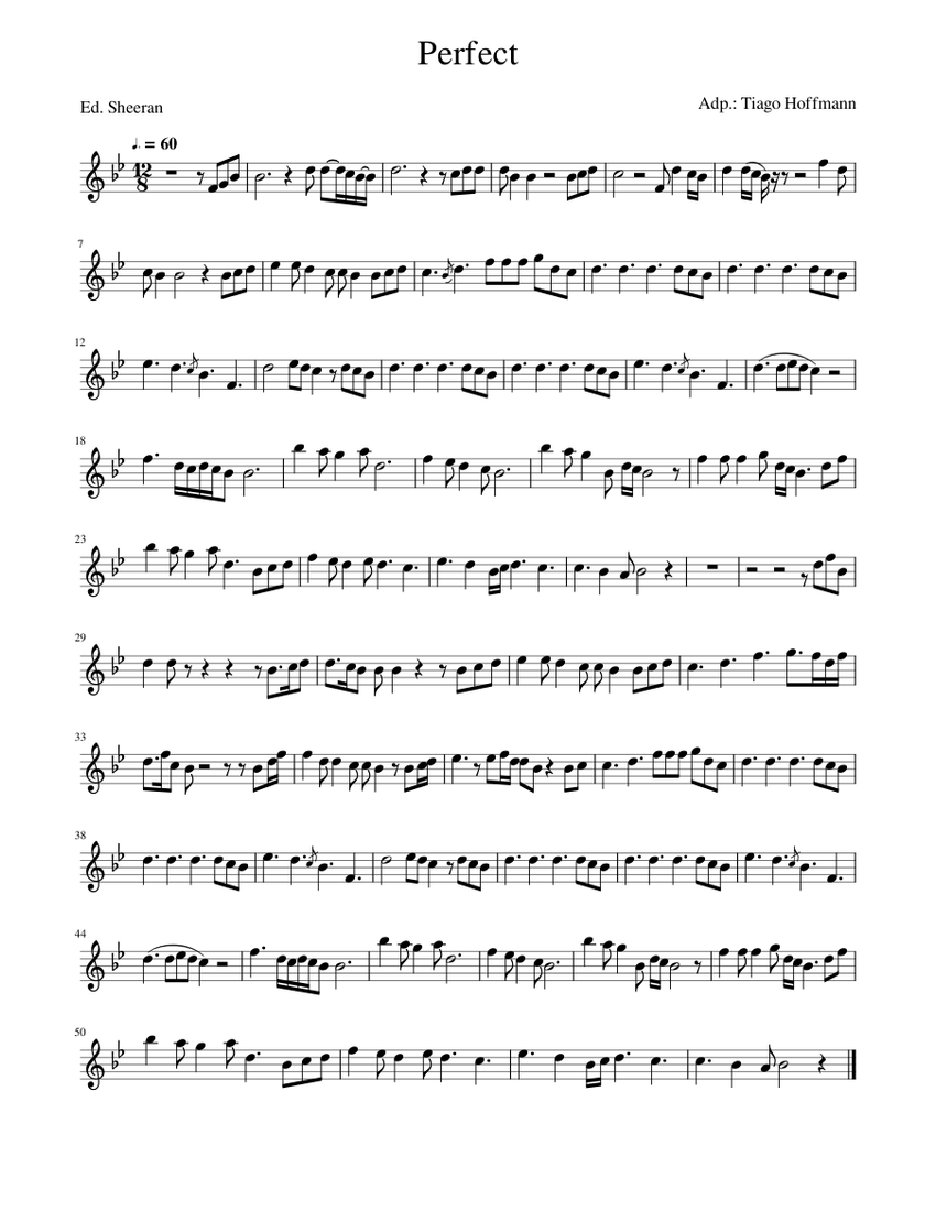 Perfect - Ed sheeran - Sax Tenor Sheet Music for Saxophone tenor (Solo ...