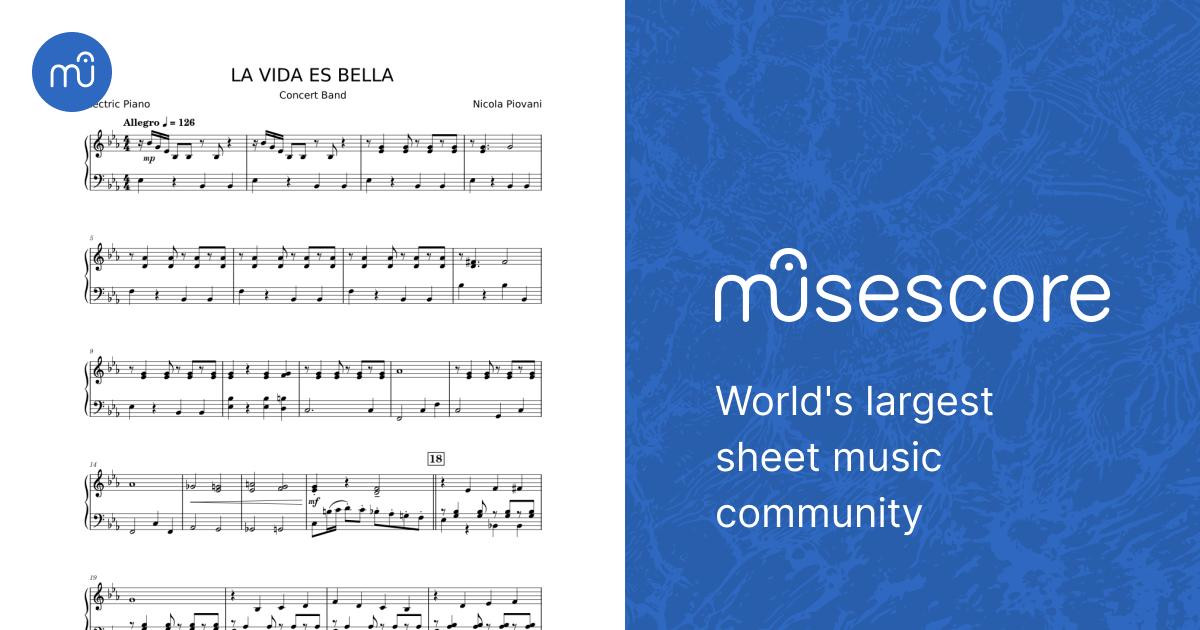 LA VIDA ES BELLA - Nicola Piovani Sheet Music for Piano (Piano Duo ...