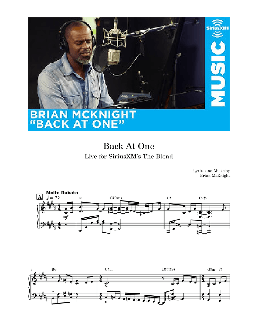Back At One [Acoustic] – Brian McKnight Sheet Music with Chords for ...