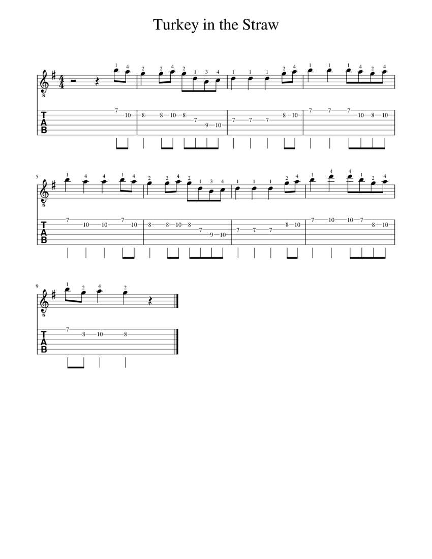 Turkey_in_the_Straw Sheet Music and Tab for Guitar (Mixed Duet ...